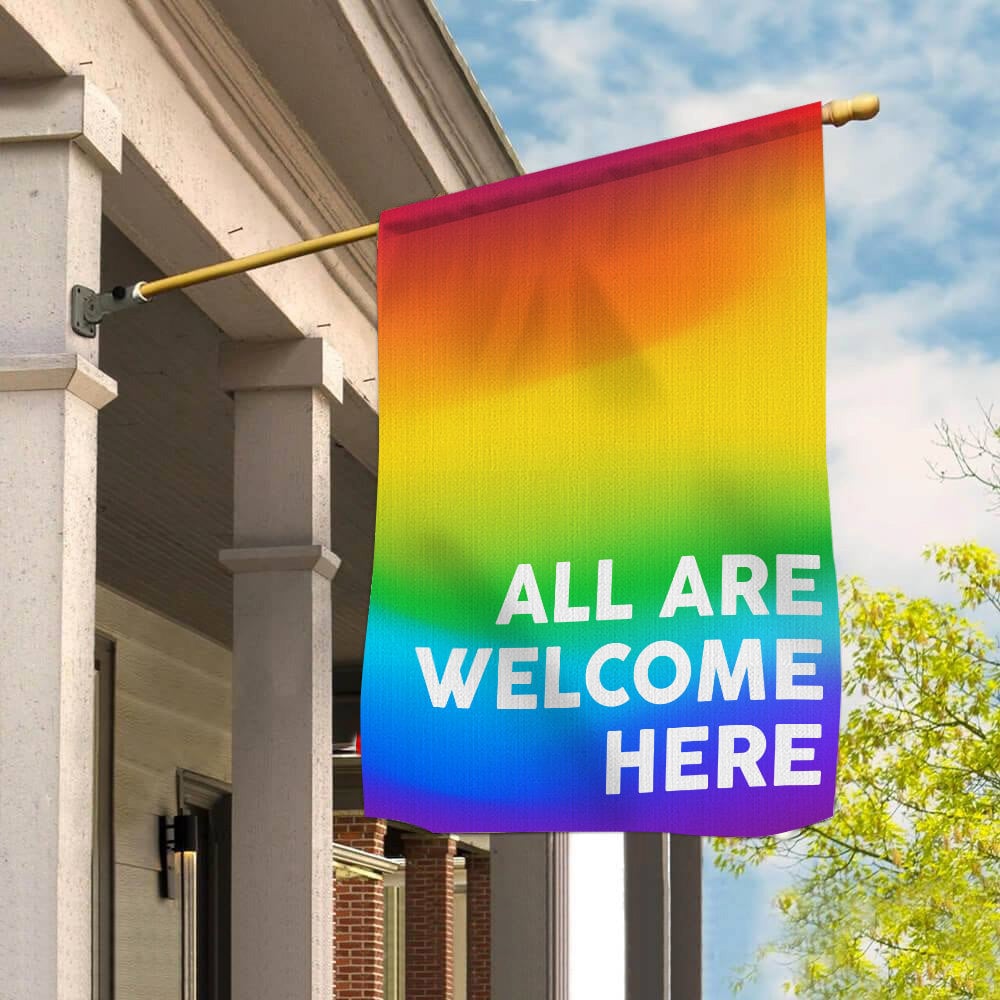 All Are Welcome Here Flag, LGBTQ Gay Pride Garden Flag sold by Coffee ...