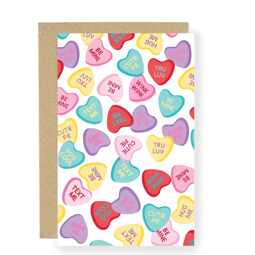Candy Hearts Printable PDF Valentine's Day Card - Etsy