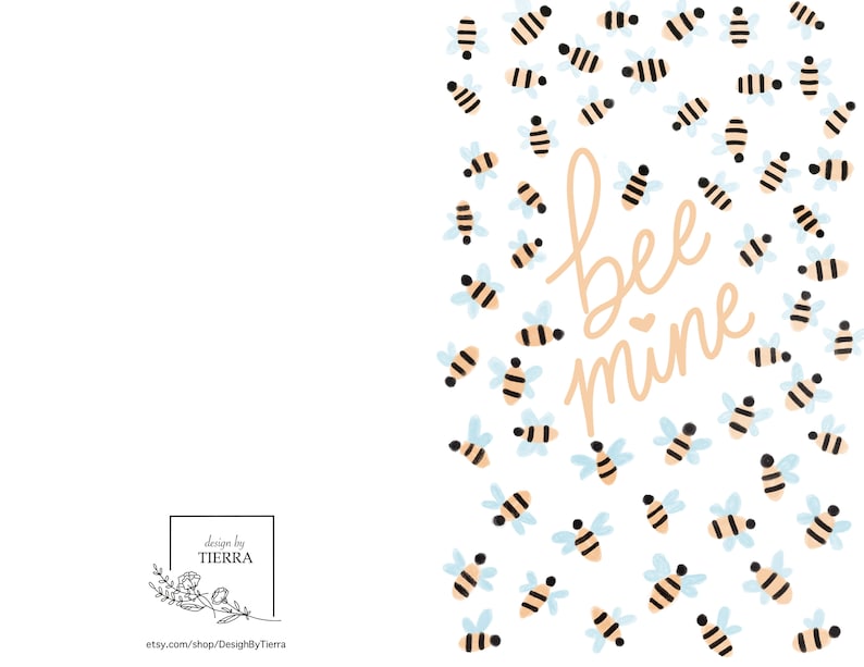 Bee Mine Printable PDF Valentine's Day Card - Etsy