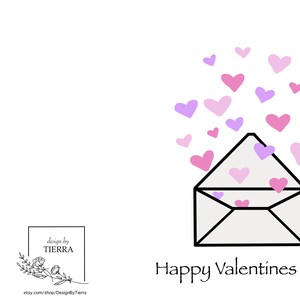 Envelope of Hearts Printable PDF Card - Etsy