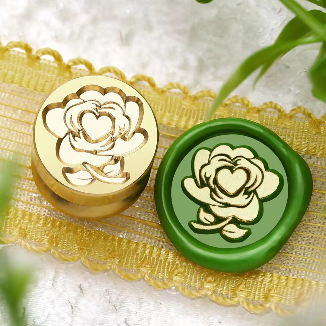 Wax Seal Stamp, Rose Heart Stamp, Rose Wax Seals for Invitation Wedding ...