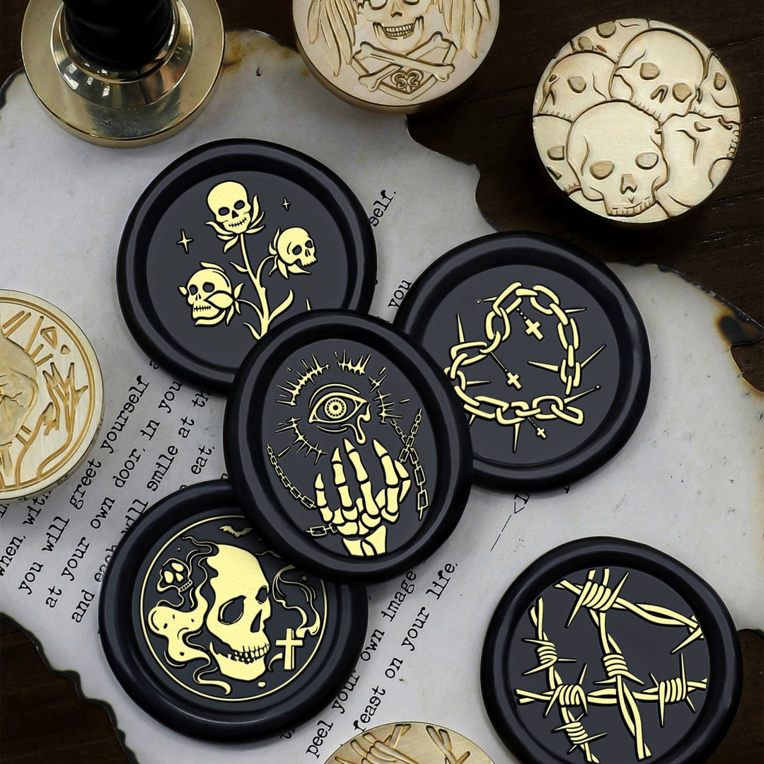 Wax Seal Stamps, Dark Skull Stamps, Skull Wax Seals for Invitation ...