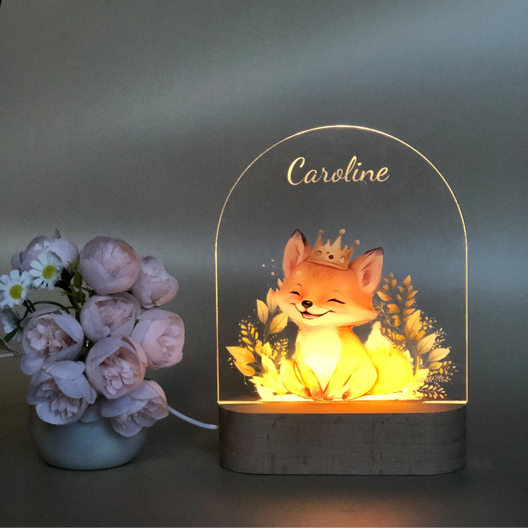Personalized Fox Night Light, Smile Fox Queen Night Lamp for Her ...