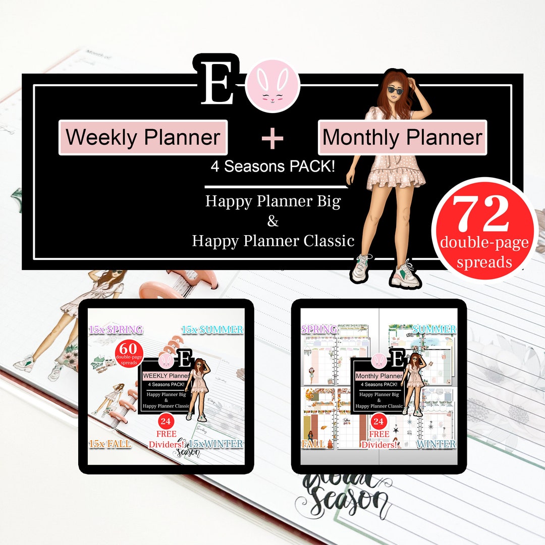 Undated Weekly and Monthly E Planner BUNDLE, 4 Seasons Pack for Happy ...