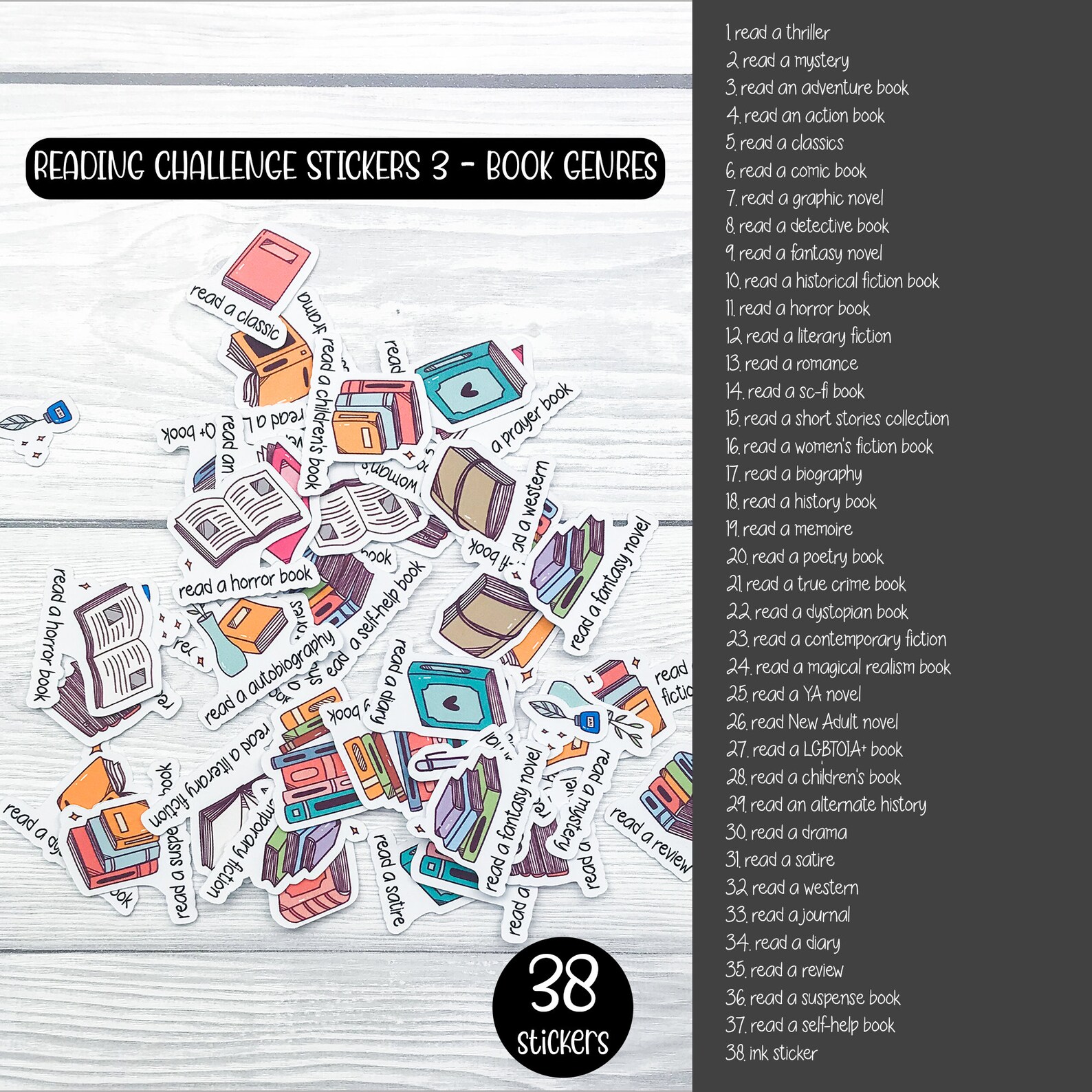 READING Challenge Stickers Watercolor Bullet Journal - Etsy