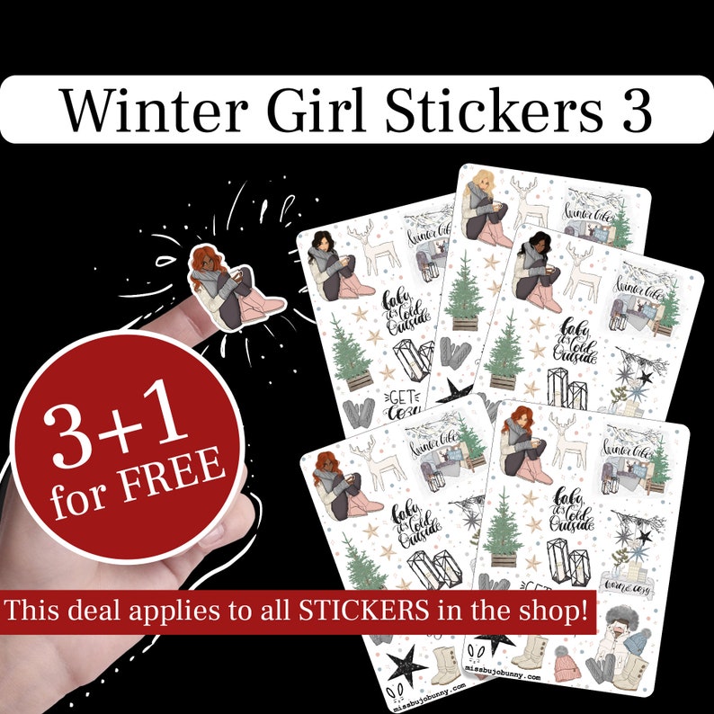 Winter Girl Sticker SHEET 3, Cozy Winter Items Stickers, Planner Girl ...