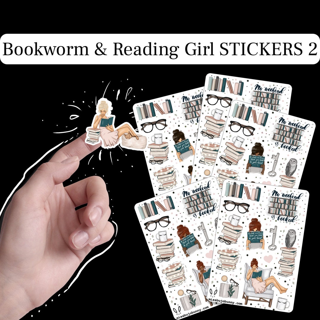 BOOKWORM Stickers 2 Boooklover & Reading Sticker Sheet Book - Etsy