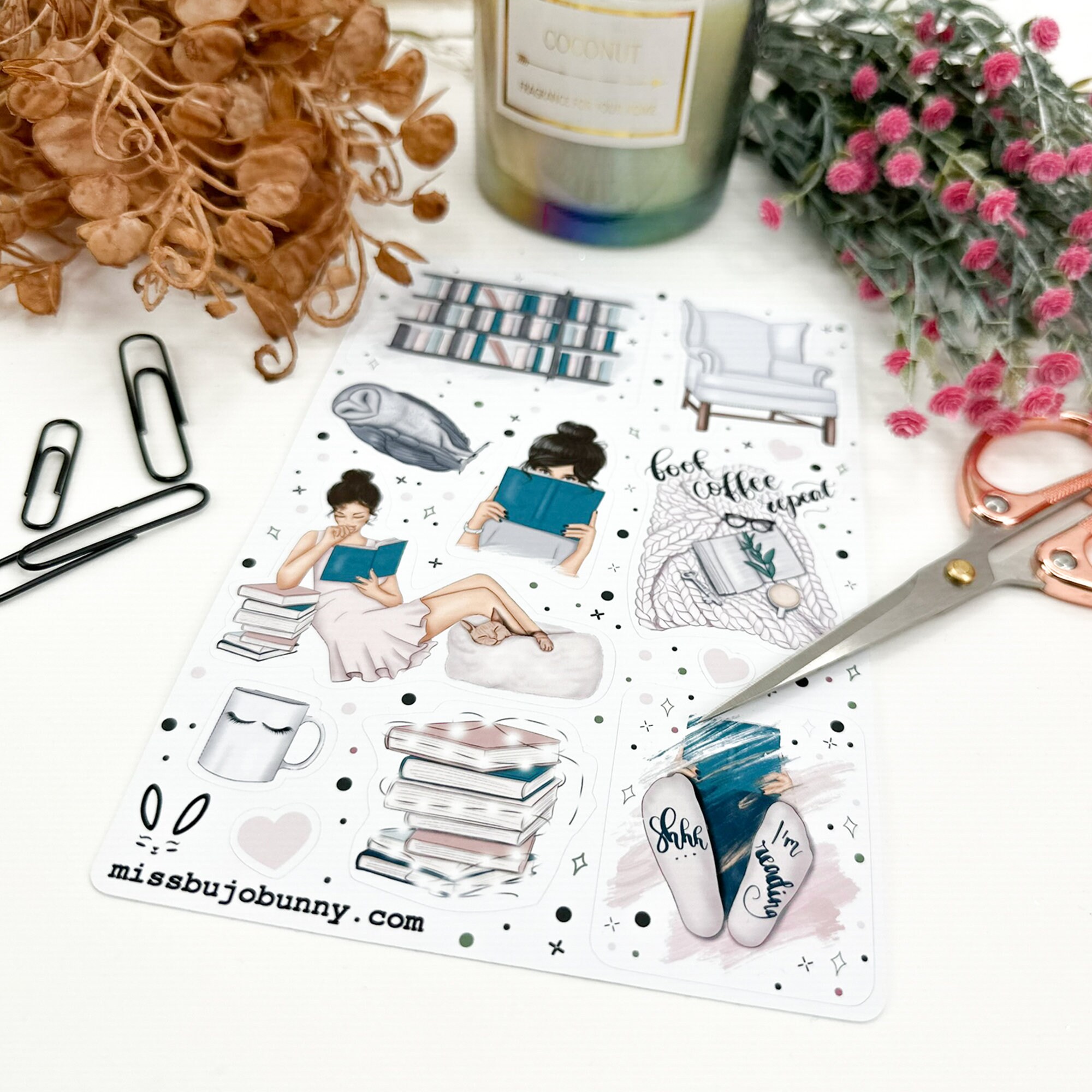 BOOKWORM Stickers Book Girl Planner Stickers Books Stickers - Etsy