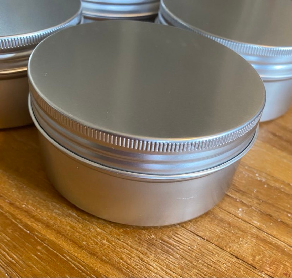 Set of 4, 9cm X 4.5cm Round Screw Top Tins 250ml Shampoo Bars and ...