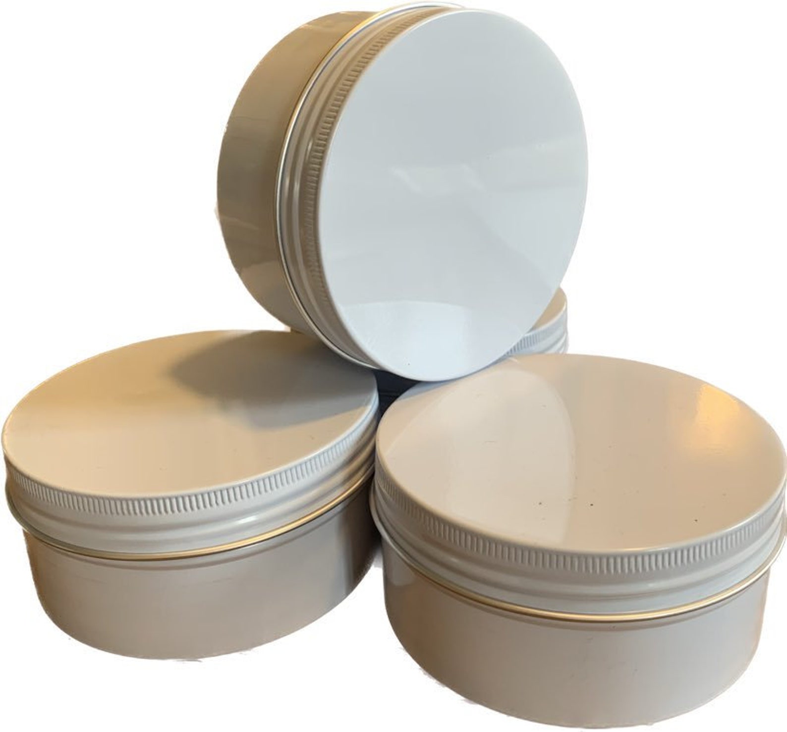 Set of 4, 9cm X 4.5cm Round Screw Top Tins 250ml Shampoo Bars and ...