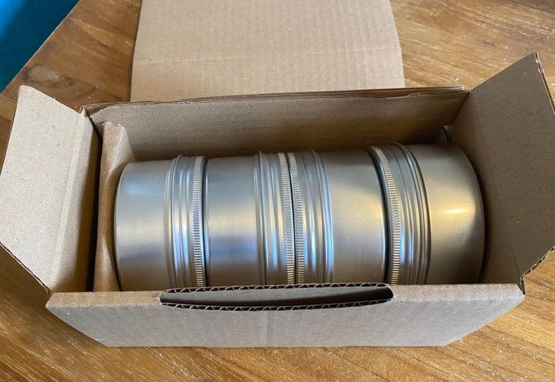 Set of 4, 9cm X 4.5cm Round Screw Top Tins 250ml Shampoo Bars and ...