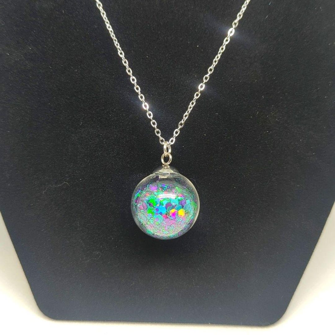 Nightswimming 1" Glass Glitter Globe Necklace - Etsy