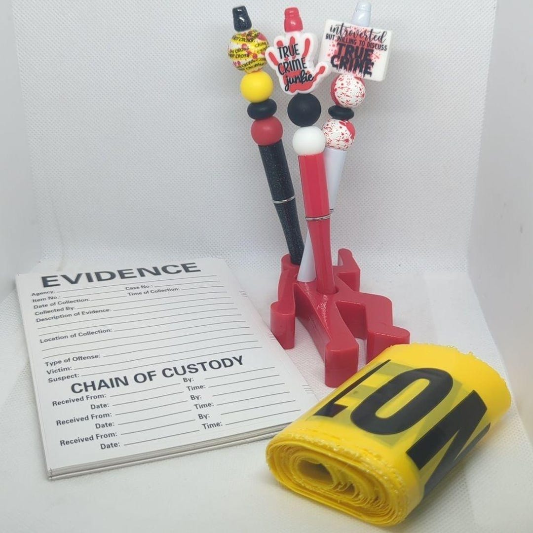 True Crime Lover Bundle - 3 Pens, Holder, Evidence Stickers and Crime ...