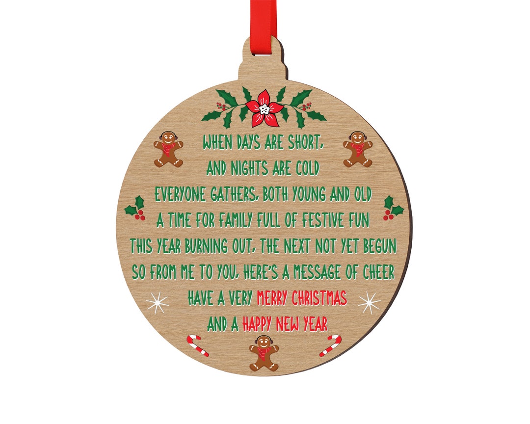 Large Christmas Poem Bauble Poetry Tree Decoration Xmas Tree Ornament ...
