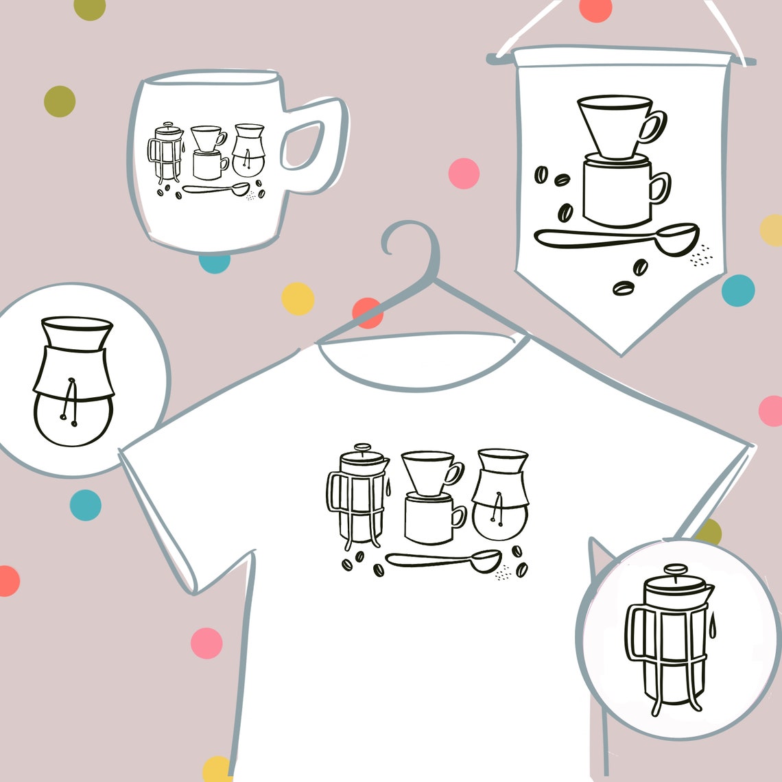 Coffee SVG Pour Over SVG French Press Svg Carafe SVG Coffee Beans Svg ...