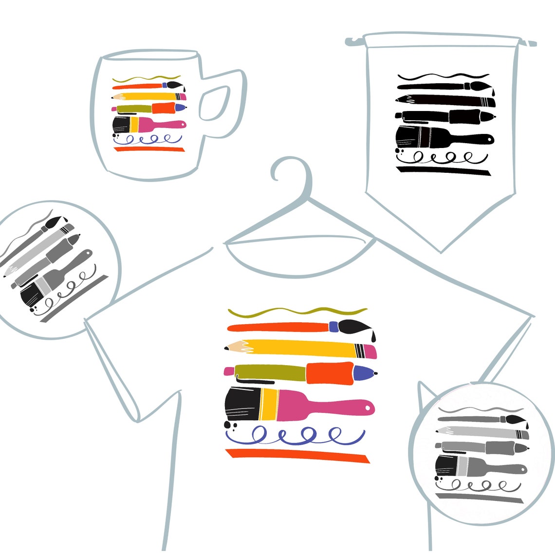 Paintbrush SVG Art Supplies SVG Artist Svg Pencil Svg Simple SVG Cut ...