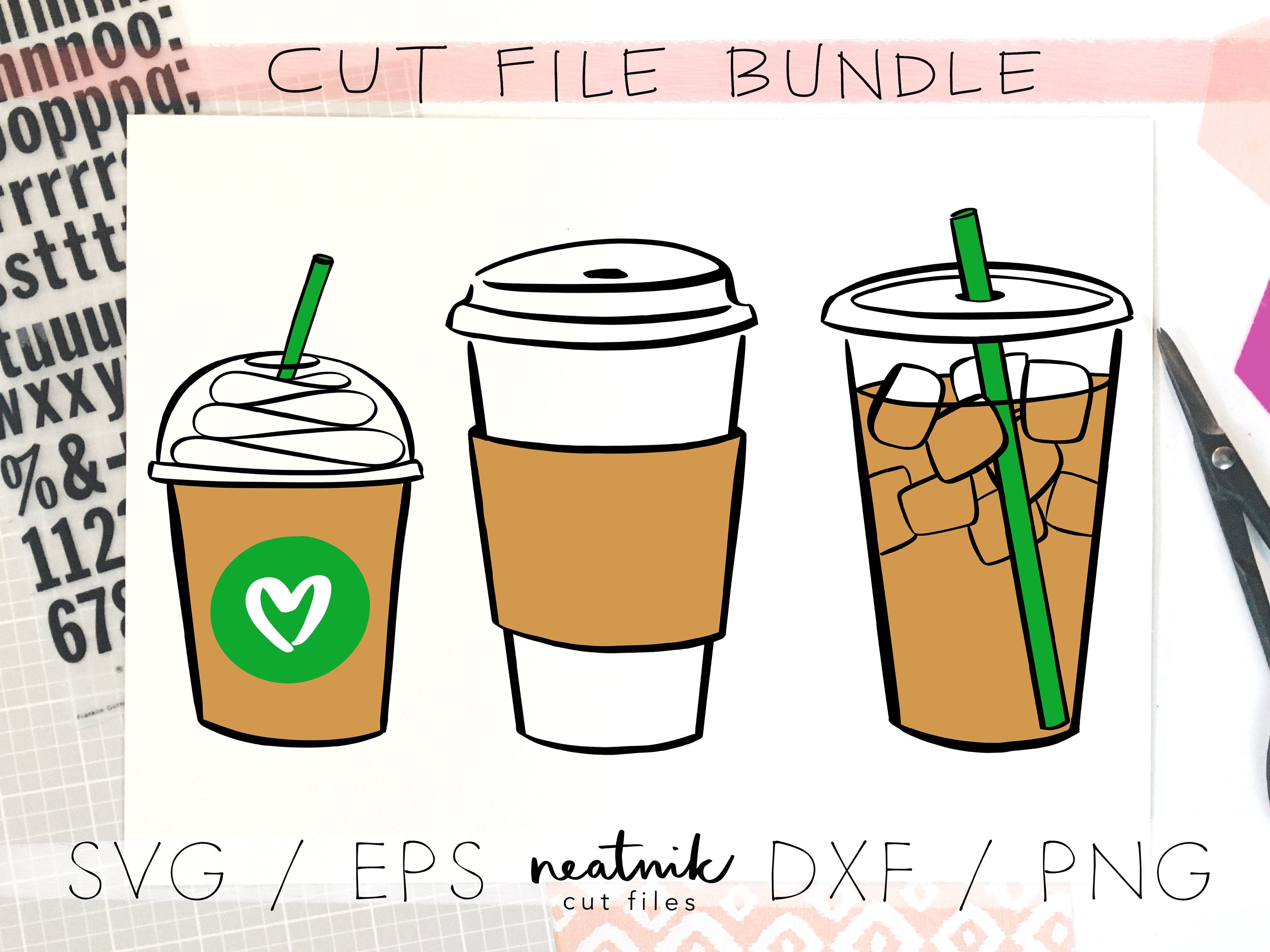 Coffee SVG Latte SVG Cold Brew Svg Frappucinno SVG Iced Coffee Svg to ...