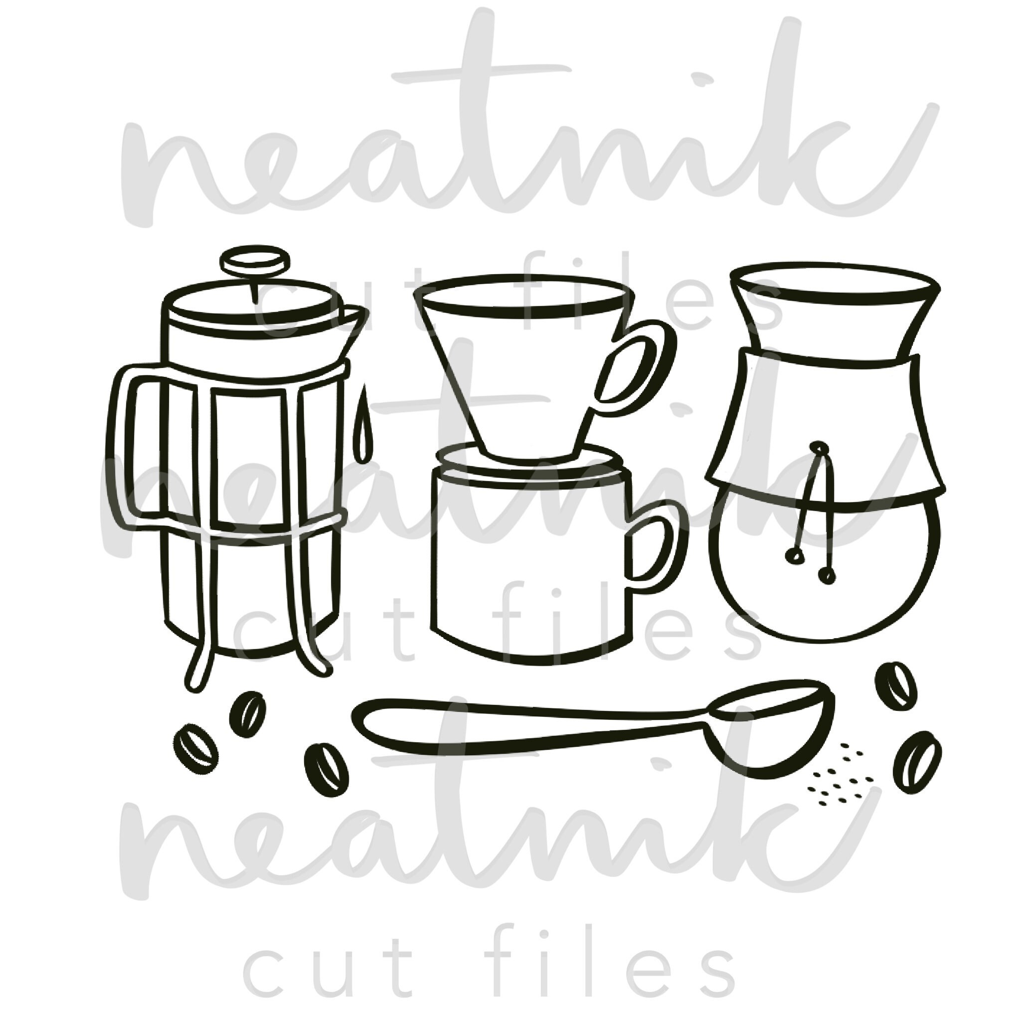 Coffee SVG Pour Over SVG French Press Svg Carafe SVG Coffee Beans Svg ...