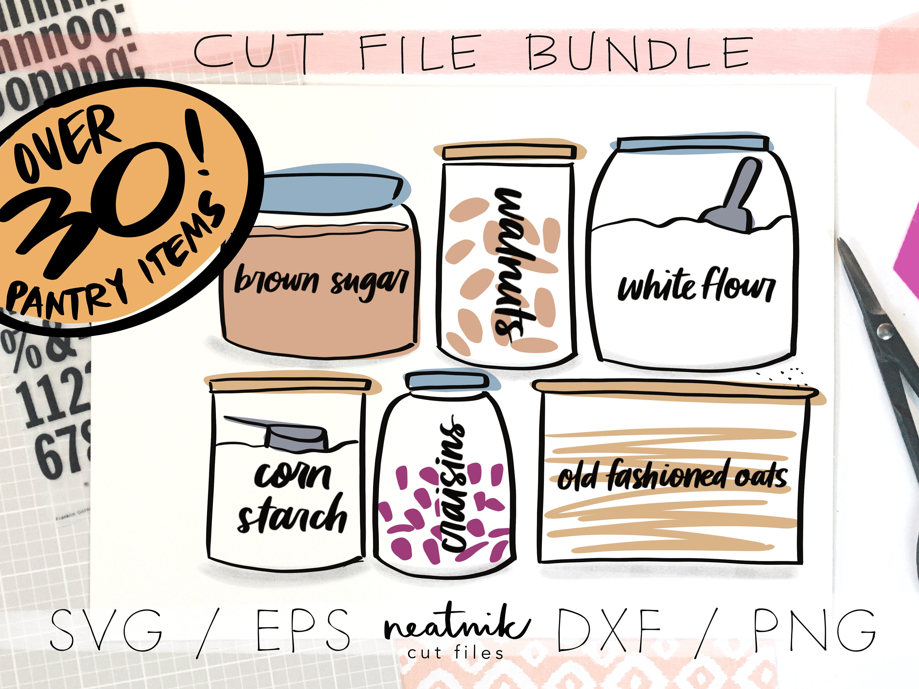 Pantry Labels SVG Kitchen Svg White Flour Sugar Chocolate Lettering ...