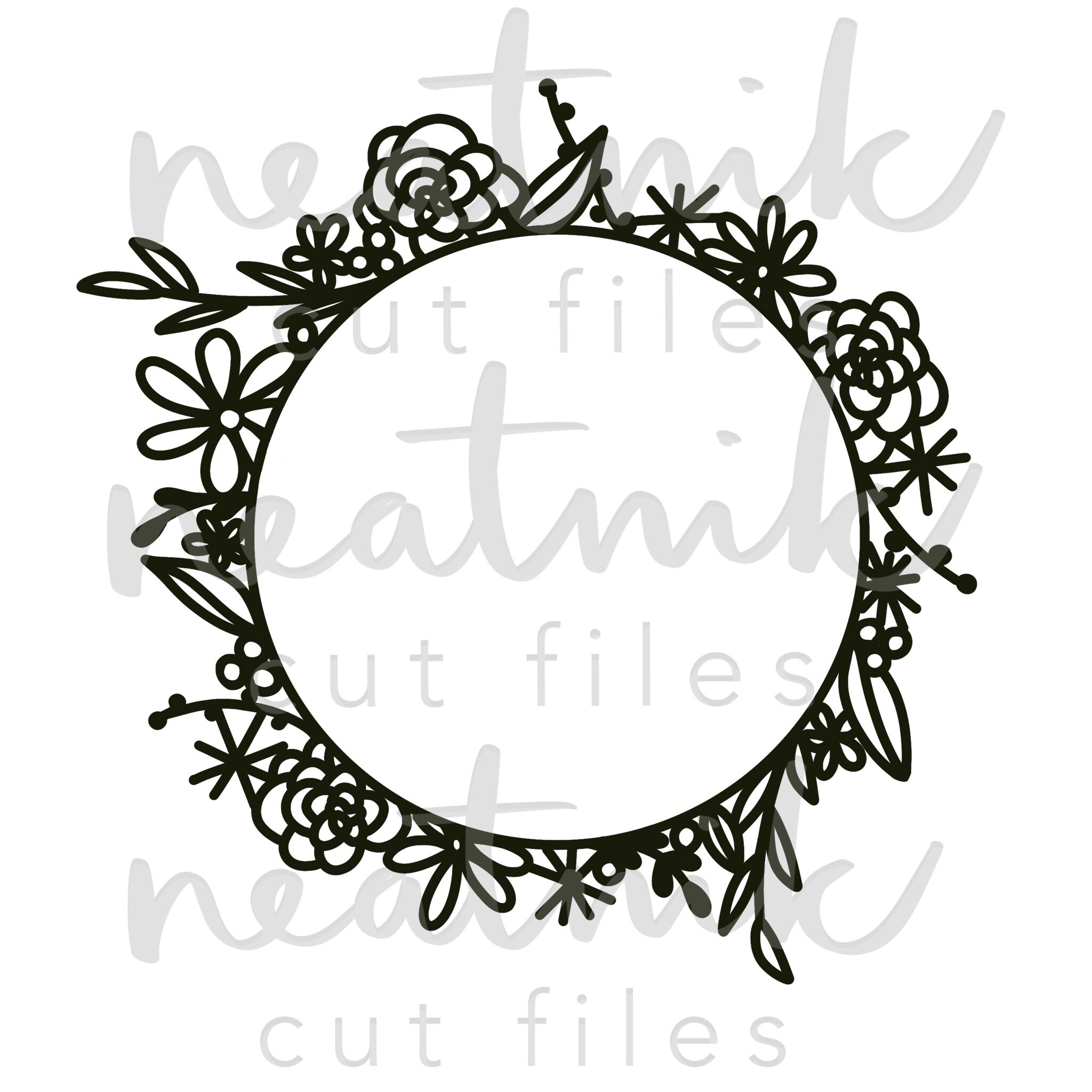 Floral SVG Wreath Svg Doodle Svg Flowers Svg Vinyl Svg Hand Lettered ...