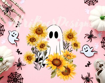 Cute Sunflower Ghost PNG, SVG, and AI File Bundle - Etsy