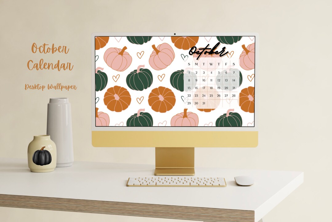 October Calander Desktop Wallpaper Pumpkin - Etsy