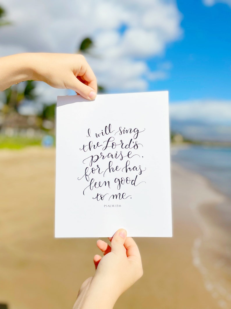 Psalm 13:6 Print, Hand Lettered Bible Verse, Hand Lettered Scripture ...