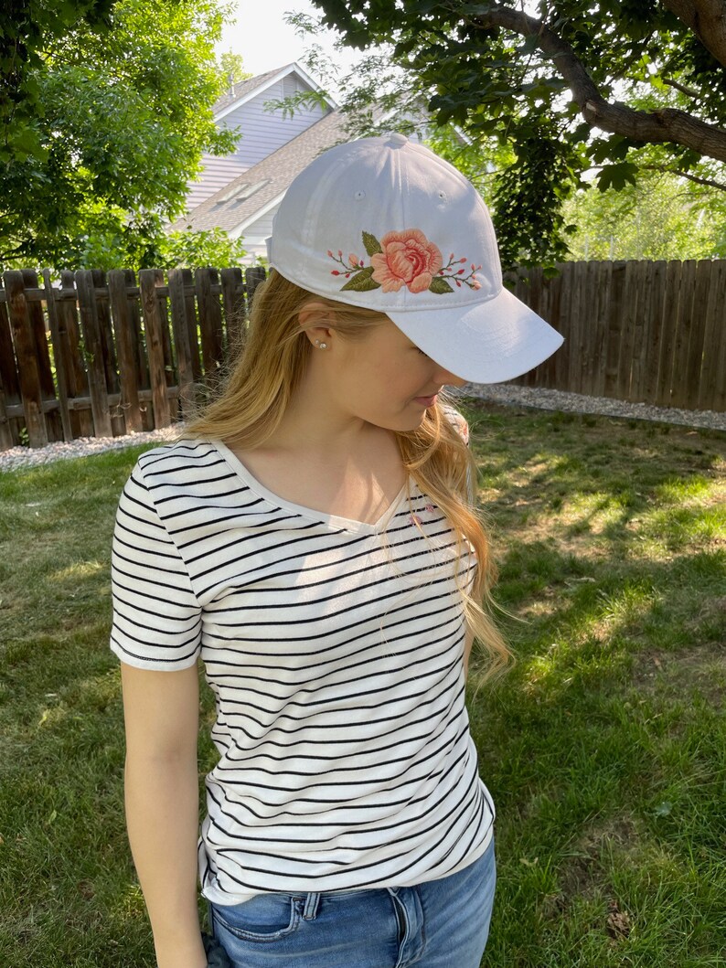 Floral Embroidered Hat, Womens Embroidered Ball Cap, Embroidered Hat ...