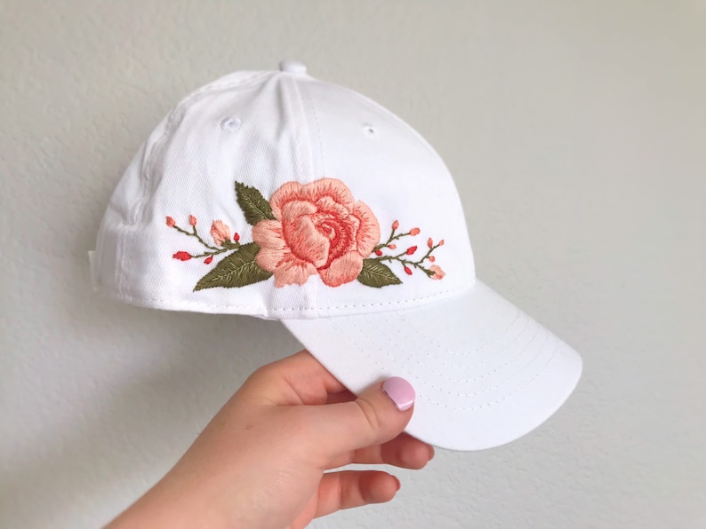 Floral Embroidered Hat, Womens Embroidered Ball Cap, Embroidered Hat ...