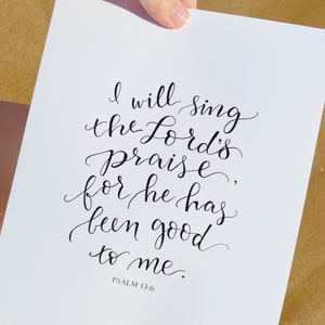 Psalm 13:6 Print, Hand Lettered Bible Verse, Hand Lettered Scripture ...