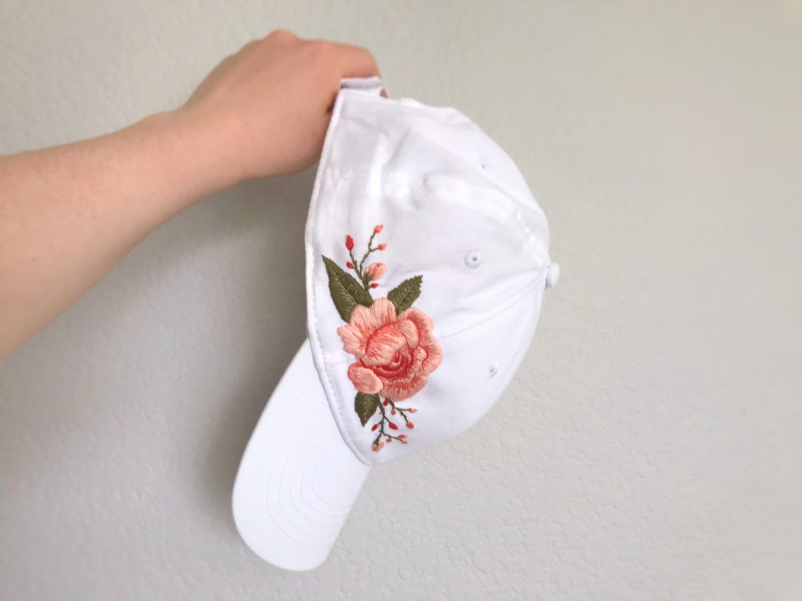 Floral Embroidered Hat, Womens Embroidered Ball Cap, Embroidered Hat ...
