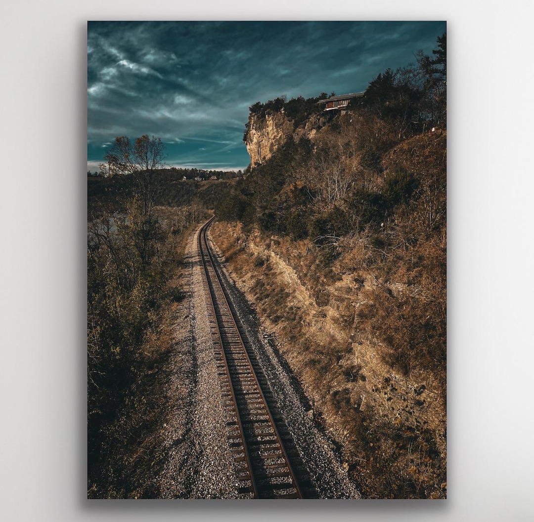 Scenic Train Track Art Print for Mountain Wall Decor - Etsy