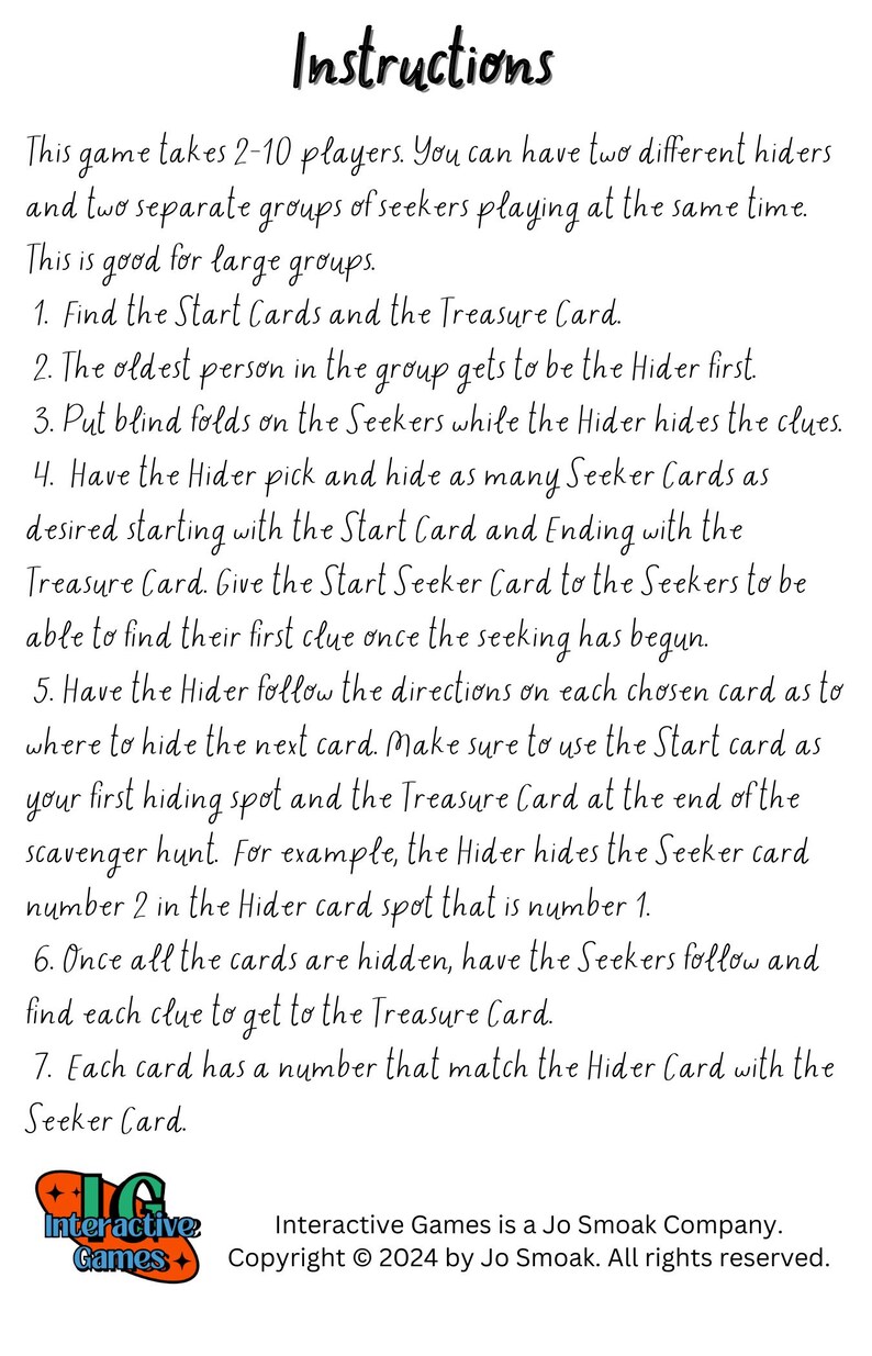 Interactive Scavenger Hunt Game for Home - Digital PDF Version - Etsy