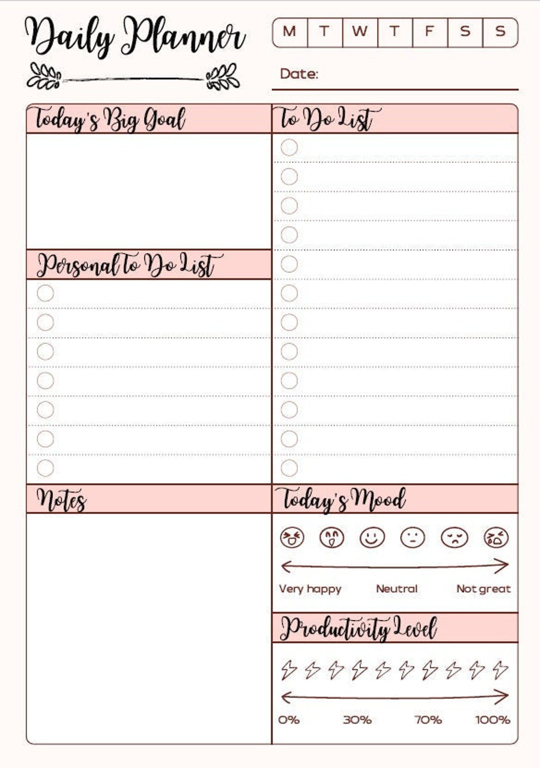 Printable Daily Planner 365 Days | 2021 Daily Planner | Daily Goal ...