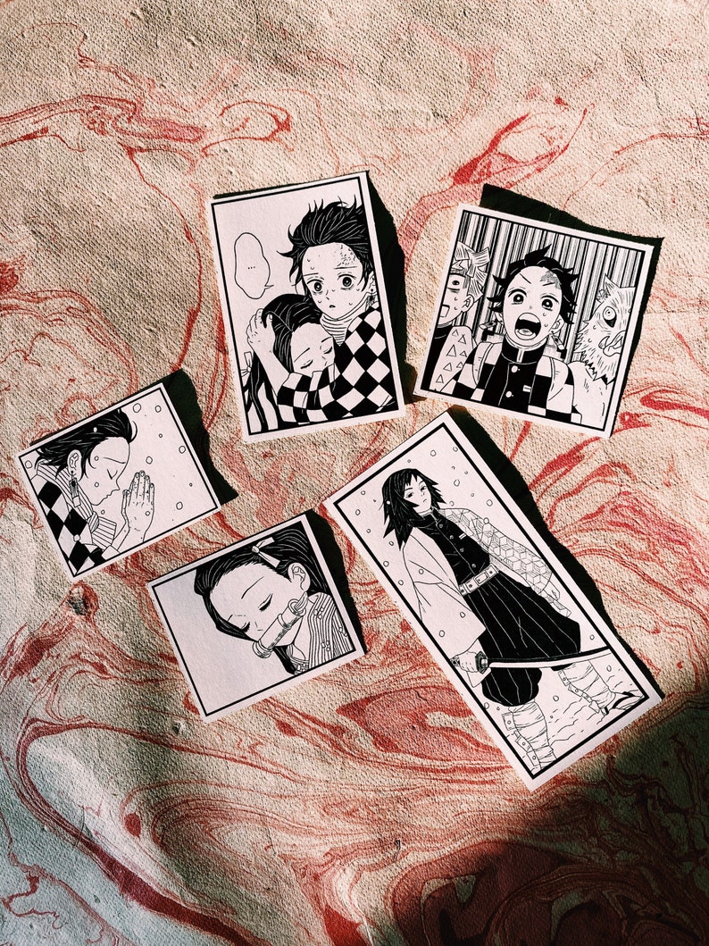 Demon Slayer Anime Paper Sticker Pack x5. Manga & Anime | Etsy