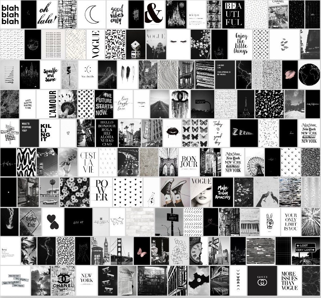 Black and White Photo Wall Collage 150 Photos - Etsy