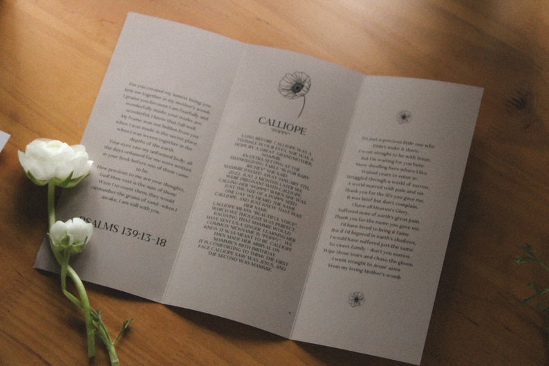 EDITABLE Funeral Pamphlet, Memorial Trifold, Miscarriage, Stillbirth ...