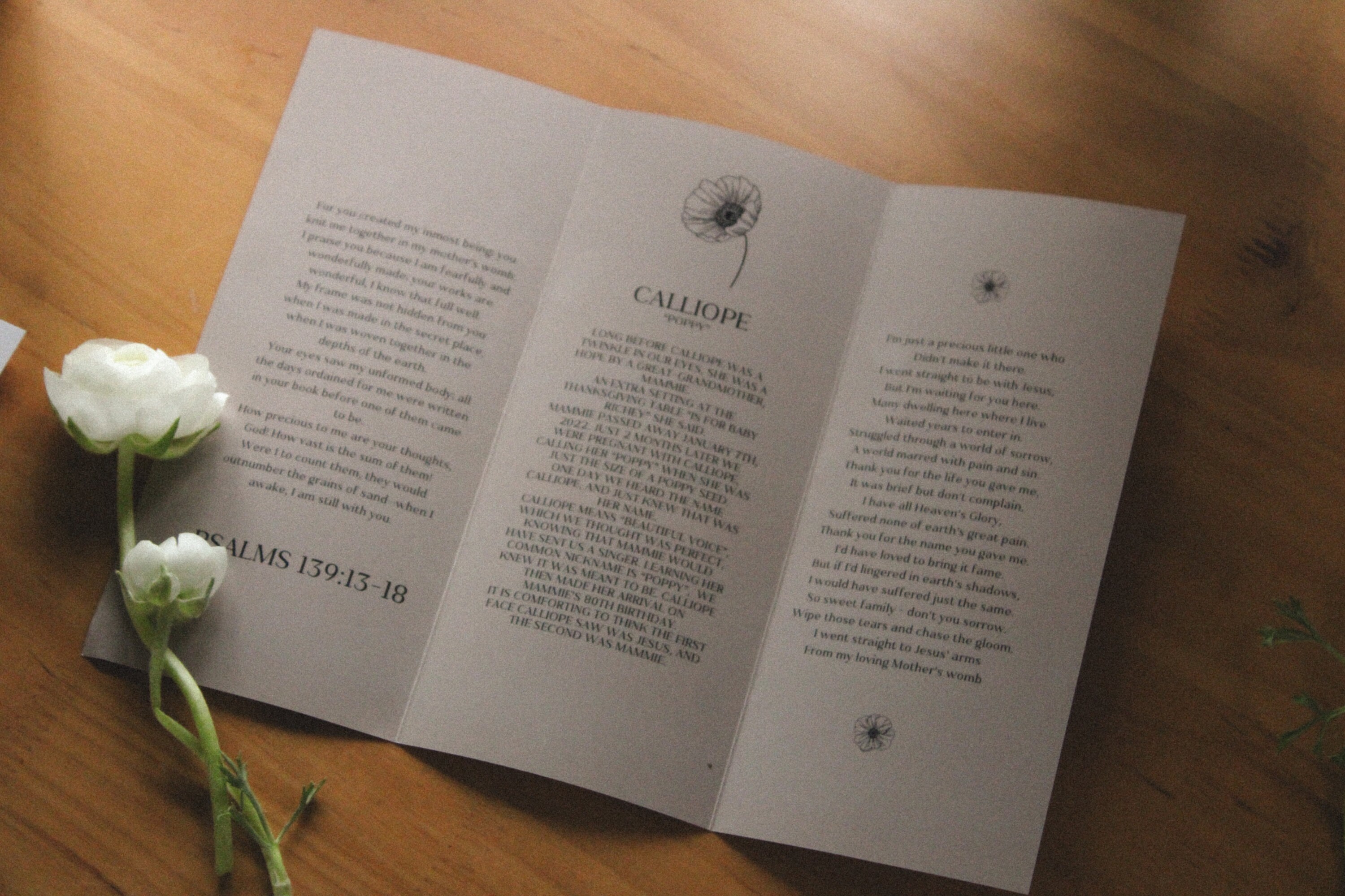 EDITABLE Funeral Pamphlet, Memorial Trifold, Miscarriage, Stillbirth ...