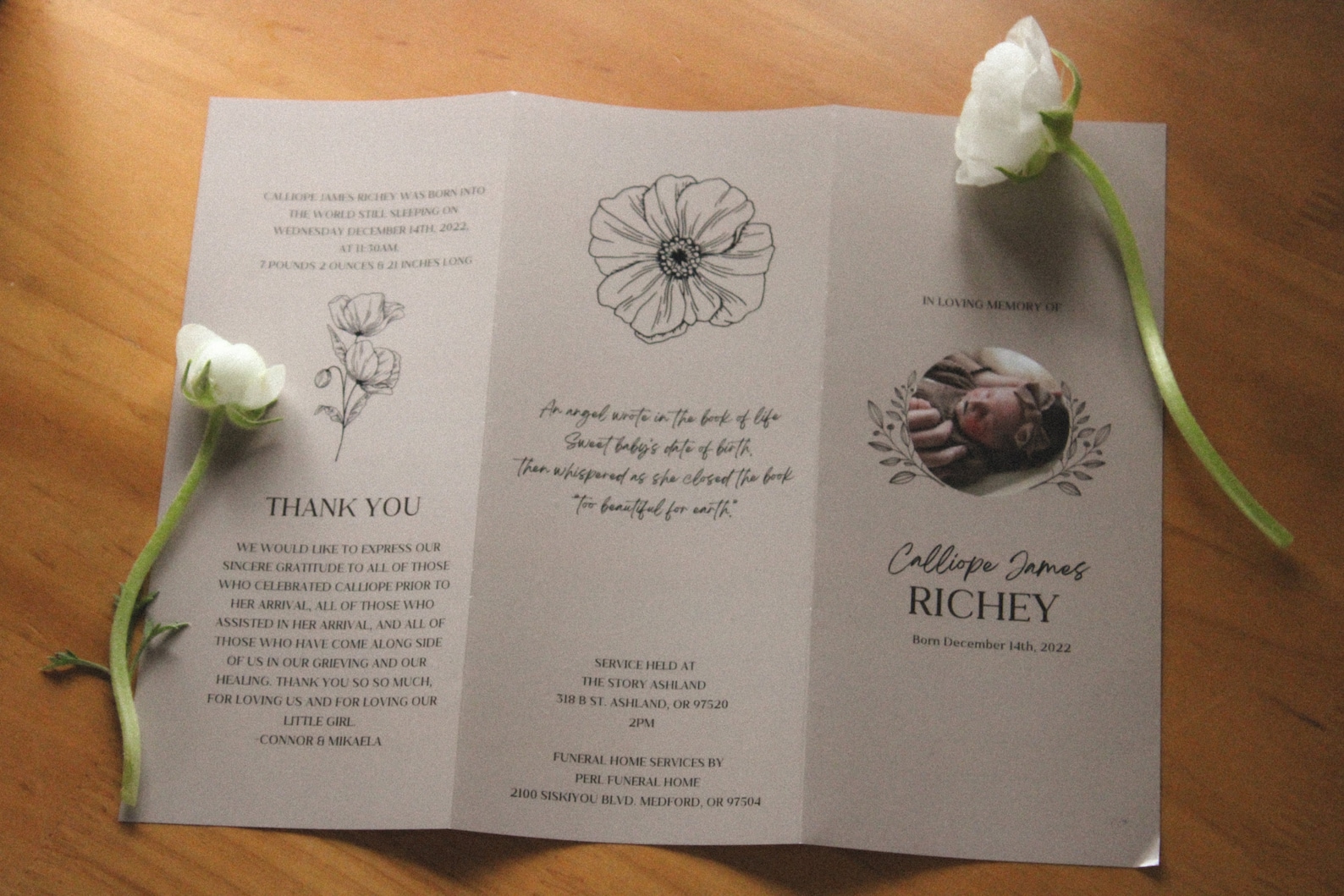 EDITABLE Funeral Pamphlet, Memorial Trifold, Miscarriage, Stillbirth ...