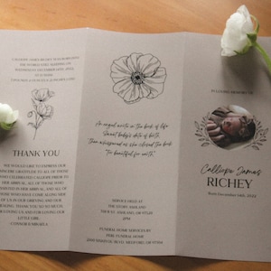 EDITABLE Funeral Pamphlet, Memorial Trifold, Miscarriage, Stillbirth ...