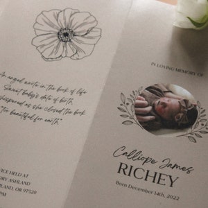 EDITABLE Funeral Pamphlet, Memorial Trifold, Miscarriage, Stillbirth ...