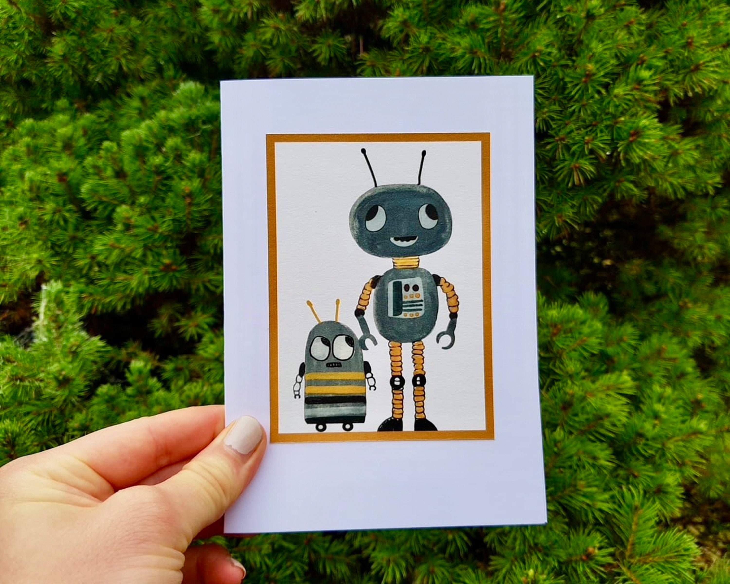 Handmade Robot Greetings card Children's Robot card | Etsy