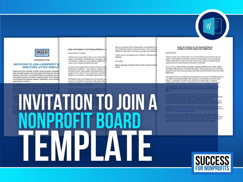 Invitation to Join a Nonprofit Board Template Editable Nonprofit ...