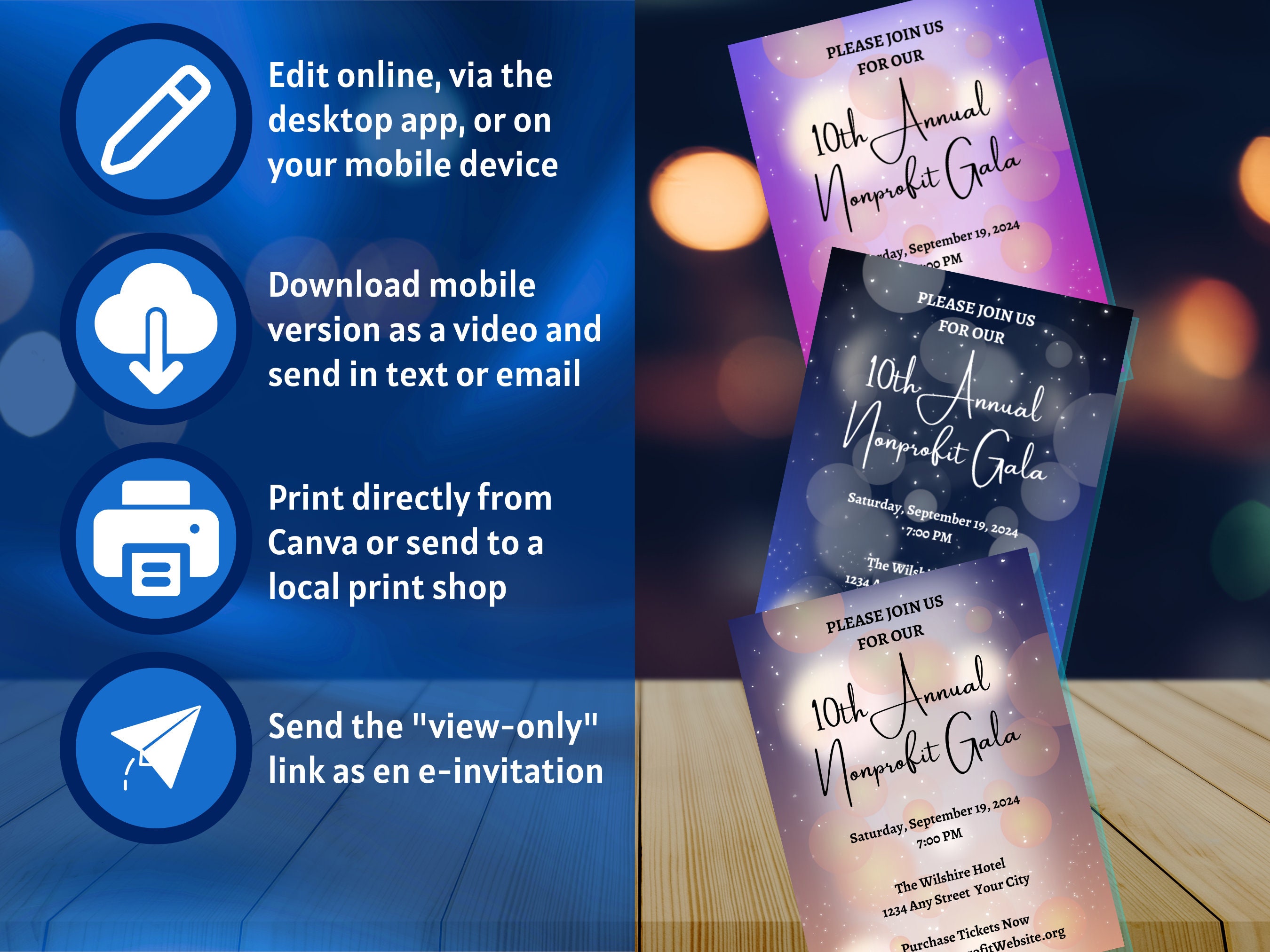 Editable Nonprofit Gala Invitation: Animated Event Invite (canva ...