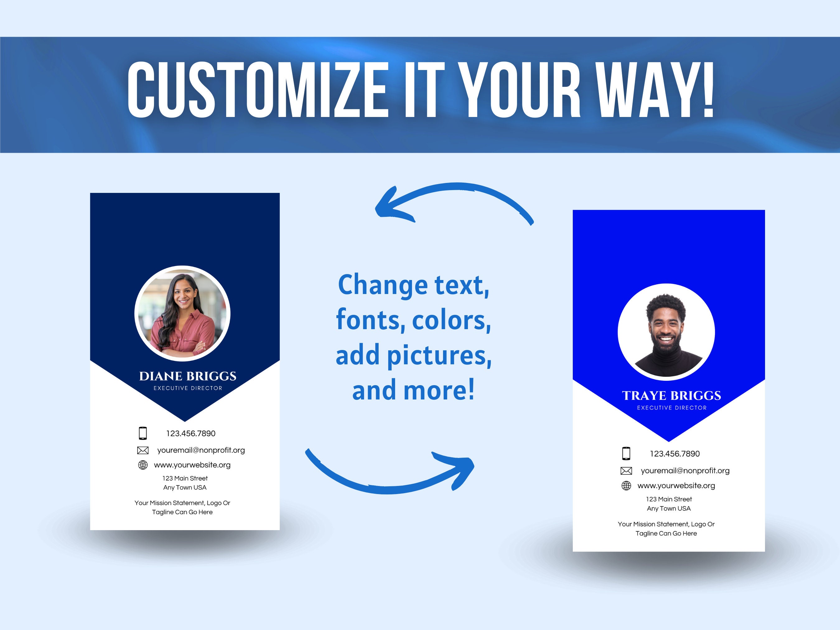 Editable Nonprofit Business Card Template: Canva Design (instant ...