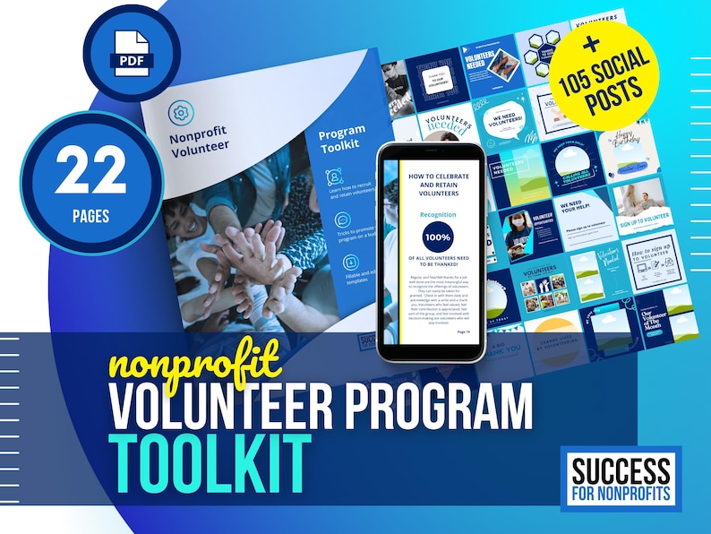 Nonprofit Volunteer Program Toolkit: Canva Templates + 105 Social Media ...