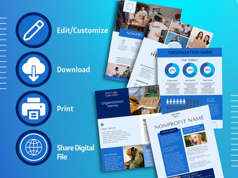 Nonprofit One Pager Template: Editable Canva Design (digital Download ...