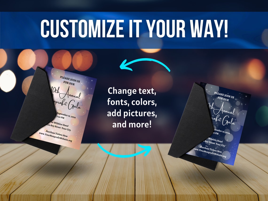 Editable Nonprofit Gala Invitation: Animated Event Invite (canva ...