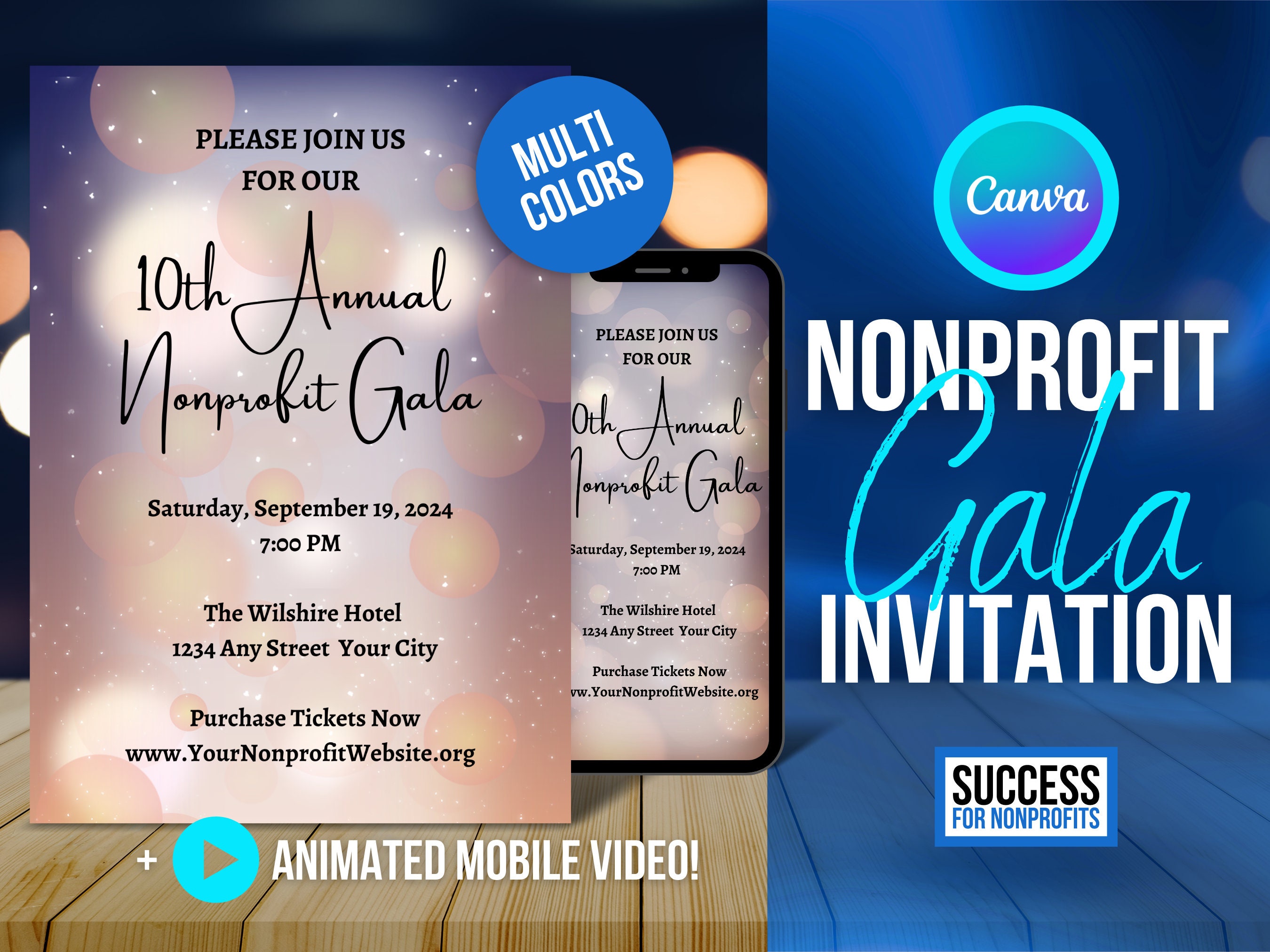 Editable Gala Invitation | Nonprofit Gala | Event Invite | Fundraiser ...