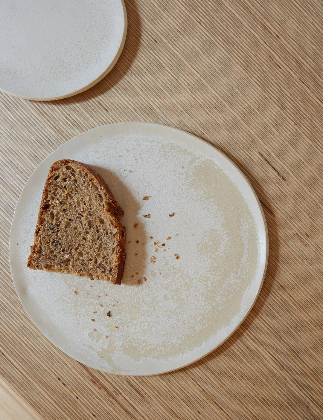 Handmade Ceramic Sandstone Plate, White Beige Artisan Crockery, Stone ...